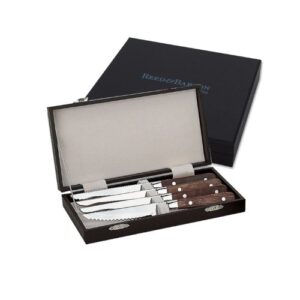 reed & barton fulton 4pc steak knife set, 2.10 lb, brown