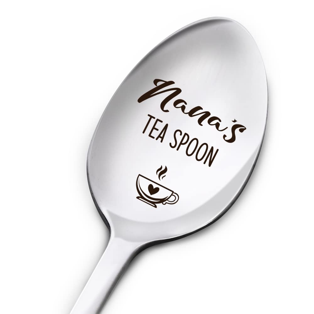 Spoon Gift for Nana, Nana's Tea Spoon, Mother’s Day Birthday Thanksgiving Christmas Gifts for Best Grandma Ever, Grandmother Gifts from Granddaughter Grandson Grandchildren, Stainless Steel