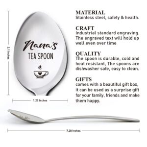 Spoon Gift for Nana, Nana's Tea Spoon, Mother’s Day Birthday Thanksgiving Christmas Gifts for Best Grandma Ever, Grandmother Gifts from Granddaughter Grandson Grandchildren, Stainless Steel