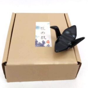 JapanBargain, Porcelain Chopstick Rest, Origami Crane Shape, Set of 4 (Black)