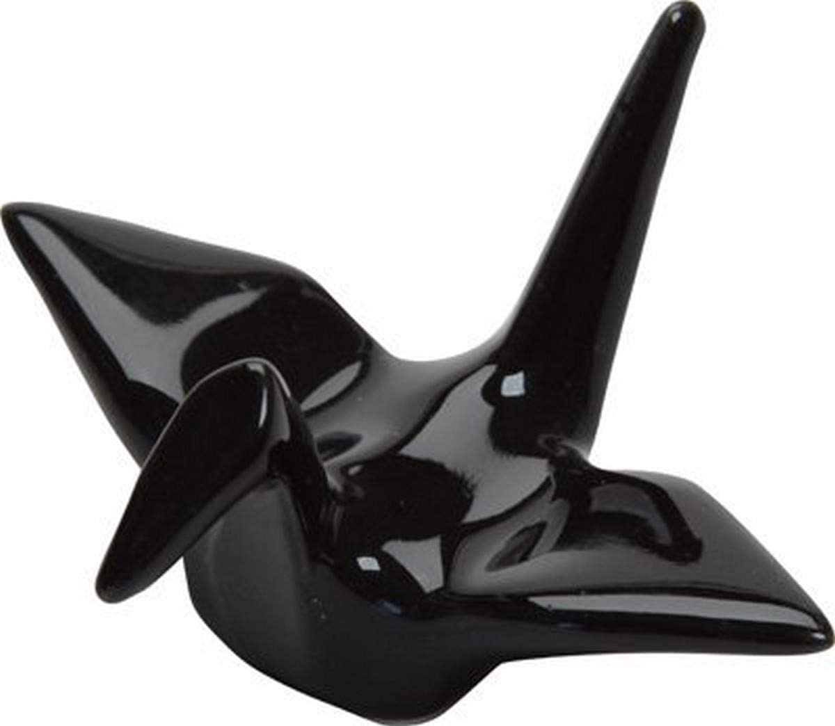 JapanBargain, Porcelain Chopstick Rest, Origami Crane Shape, Set of 4 (Black)