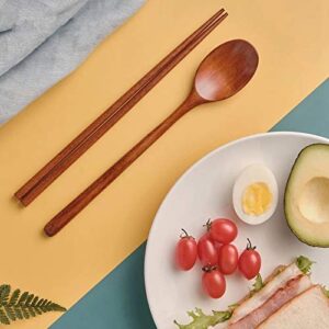 5 Set of Spoons and Chopsticks Handmade Cutlery Tableware Spoons Wooden Korean Jujube Tree Dinnerware Sets Combinations Utensil