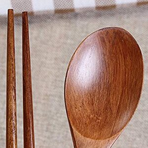 5 Set of Spoons and Chopsticks Handmade Cutlery Tableware Spoons Wooden Korean Jujube Tree Dinnerware Sets Combinations Utensil