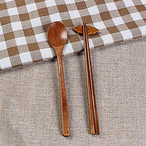 5 Set of Spoons and Chopsticks Handmade Cutlery Tableware Spoons Wooden Korean Jujube Tree Dinnerware Sets Combinations Utensil