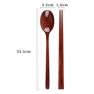 5 Set of Spoons and Chopsticks Handmade Cutlery Tableware Spoons Wooden Korean Jujube Tree Dinnerware Sets Combinations Utensil