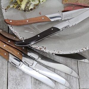 French Home Set of 6 Laguiole Connoisseur Assorted Wood Steak Knives, Multicolor