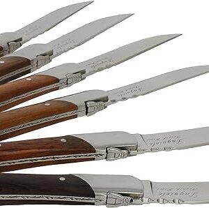 French Home Set of 6 Laguiole Connoisseur Assorted Wood Steak Knives, Multicolor