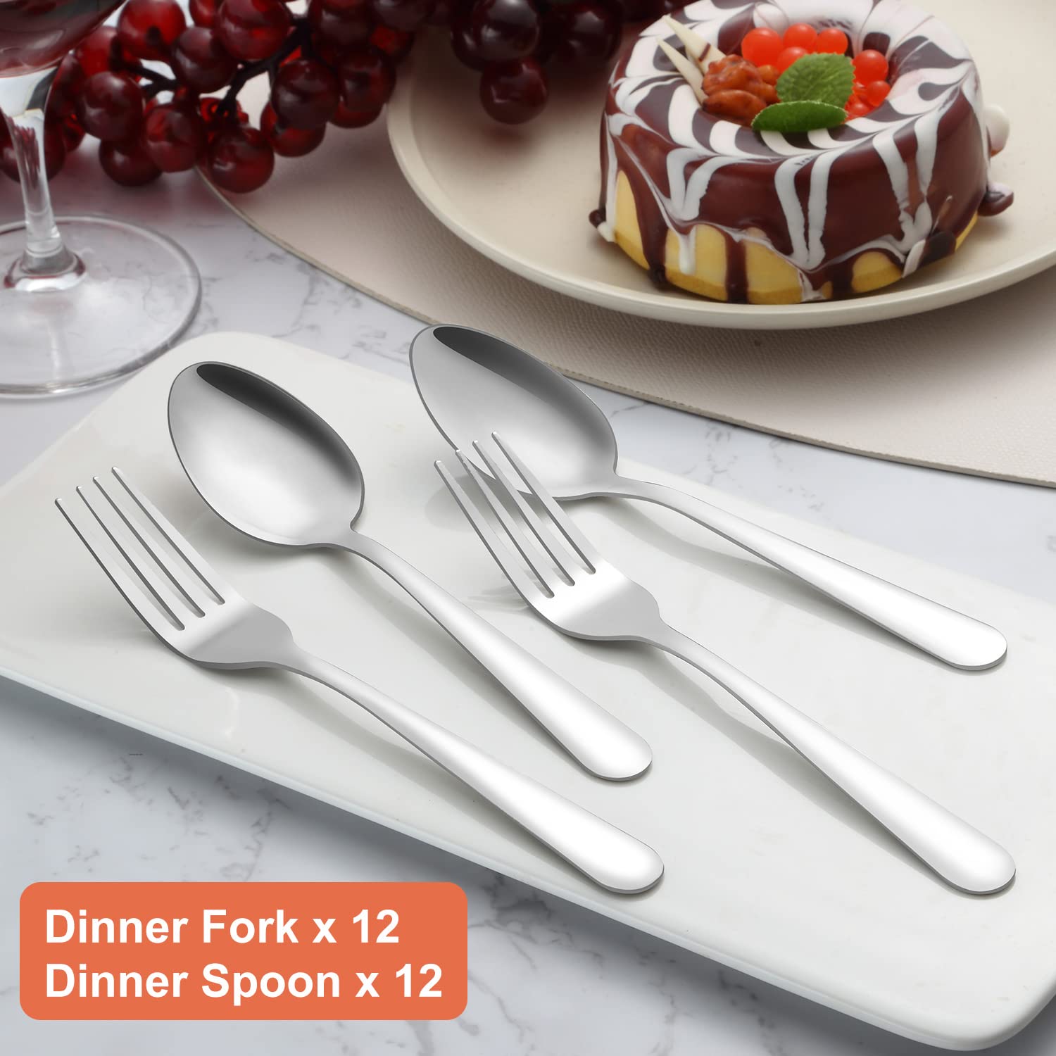 Unokit 72-piece Forks and Spoons Set, contain 36 spoons and 36 forks, Mirror Polished, Spoons and Forks Set for Restaurants/Hotels/Canteens/Cafeteria, Dishwasher Safe