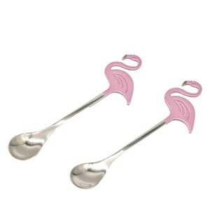 Maydahui 2PCS Flamingo Spoons 5.1 inch Animal Spoon18/10（304）Stainless Steel Dessert Coffee Stirring Spoon Teaspoon Tableware Kitchen Tools