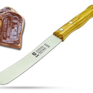 SMI - Bread Knife Solingen Butter Knife Olive Wood Handle Butter Spreader Table Knife with Wide Blade - Made in Germany - Not Dishwasher Safe