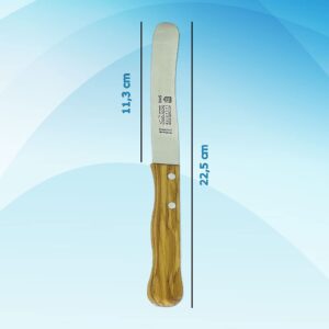 SMI - Bread Knife Solingen Butter Knife Olive Wood Handle Butter Spreader Table Knife with Wide Blade - Made in Germany - Not Dishwasher Safe