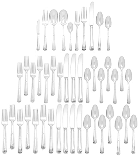 Oneida Deauville 45 Piece Fine Flatware Set, Service for 8, 18/10 Stainless Steel, Silverware Set, Dishwasher Safe