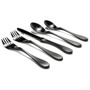 knork titanium coated 5 piece flatware set, matte black