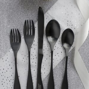 KNORK Titanium Coated 5 Piece Flatware Set, Matte Black