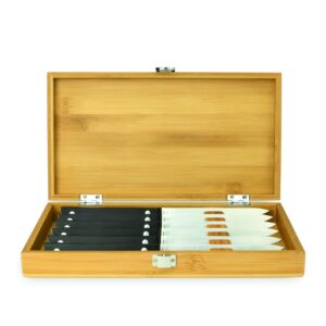 kai pro steak knife set, 6 steak knives, bamboo box