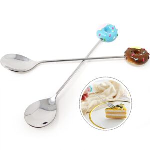 Honbay 4PCS Creative Donut Stainless Steel Spoon Coffee Spoon Dessert Spoon Ice Cream Spoon Sugar Spoon Mixing Spoon for Home, School, Office or Restaurant