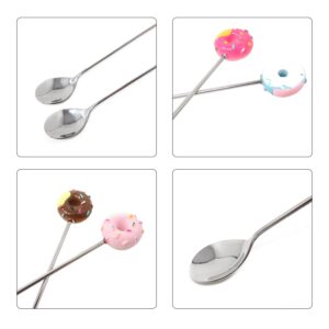 Honbay 4PCS Creative Donut Stainless Steel Spoon Coffee Spoon Dessert Spoon Ice Cream Spoon Sugar Spoon Mixing Spoon for Home, School, Office or Restaurant