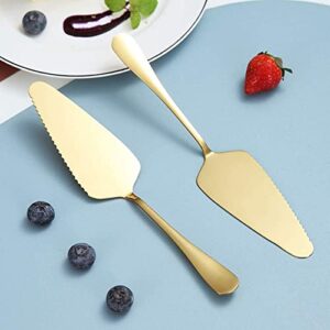 ARFUKA Cake Server and Knife Set Stainless Steel Pastry Tools Multi-function Cutting Spatula and Serving Knife - Perfect for Wedding Serving Cake, Pie, Pizza, Dessert, Lasagna Gold