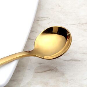 ACKLLR 8 Pack Gold Plated Stainless Steel Espresso Spoons and Long Handle Stirring Spoon, Mini Teaspoon Set for Coffee Sugar Dessert Cake Ice Cream Soup Antipasto Cappuccino Cocktail, 5.1/5.9 Inch