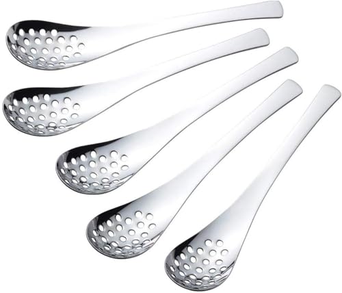 Shimomura Kihan 38533 Tsubasanjo Spoons, Set of 5, Stainless Steel, Perforated Drainer, Pot, Ramen Set, Made in Japan