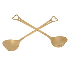 2Pcs Coffee Dessert Spoon, Heart Shaped Design Metal Stirring Spoon for Tea Dessert Drinks Ice Cream (Gold)