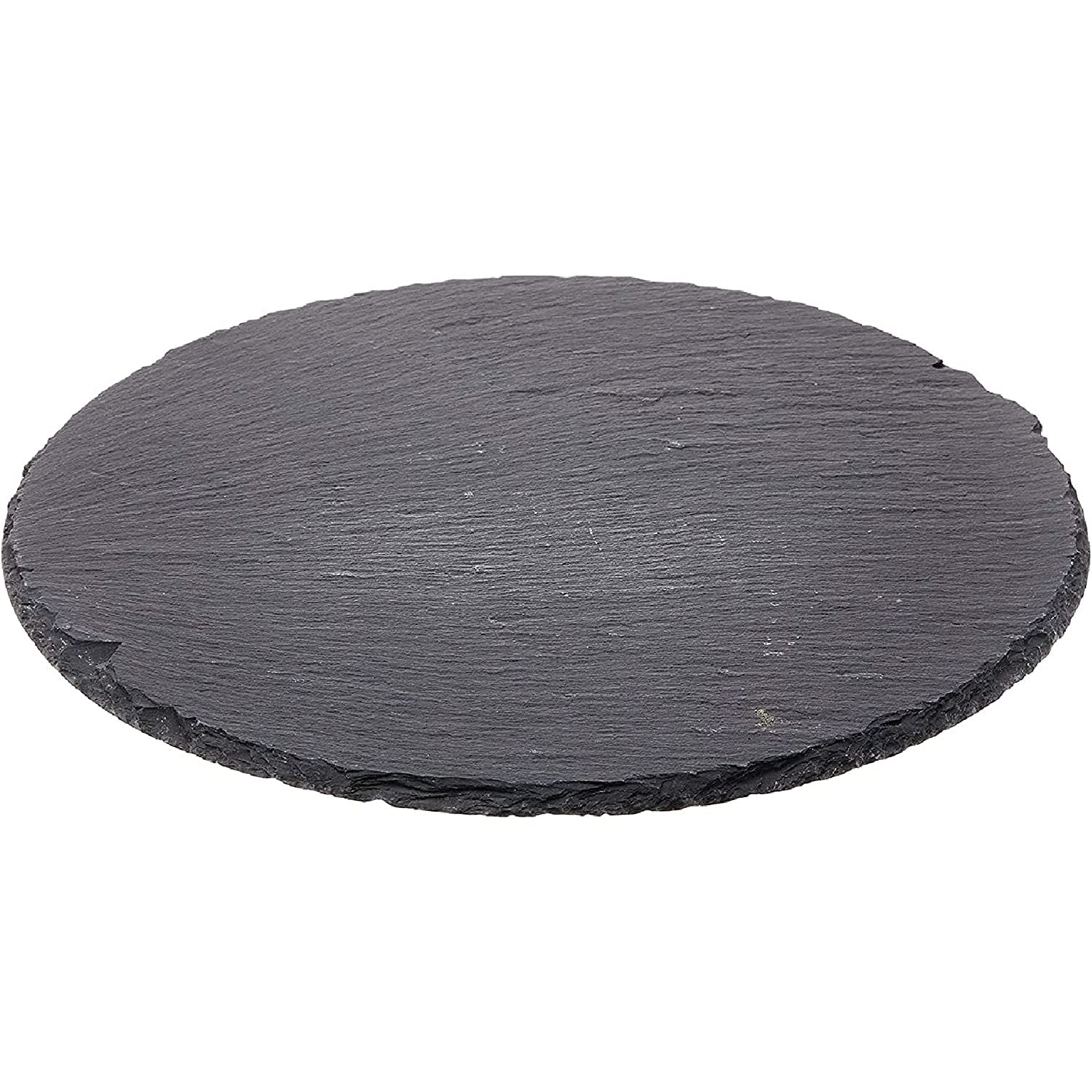 Dofira Round Slate Serving Platter, Black Platter Tray Stone Rock Cutting Board Cheese Board, Charcuterie Tray with Natural Edge [1pc]