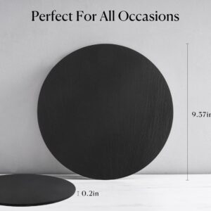 Dofira Round Slate Serving Platter, Black Platter Tray Stone Rock Cutting Board Cheese Board, Charcuterie Tray with Natural Edge [1pc]