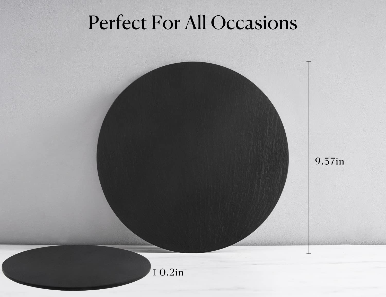 Dofira Round Slate Serving Platter, Black Platter Tray Stone Rock Cutting Board Cheese Board, Charcuterie Tray with Natural Edge [1pc]