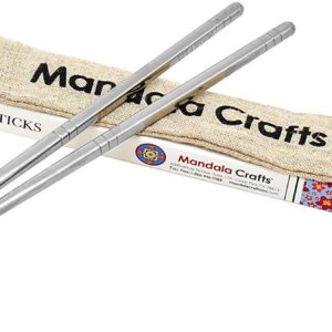 Mandala Crafts Titanium Chopsticks with Case – Titanium Travel Chopsticks with Case – Dishwasher Safe Titanium Square Chopsticks 1 Pair