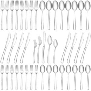 40pcs silverware set service for 8, skroam stainless steel flatware set, flatware cutlery set, kitchen tableware utensil set, include forks knives spoons set, dishwasher safe, mirror polished