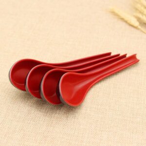 5 Pack Plastic Rice Spoons Rice Spoons Chinese Won Ton Soup Spoon Asian Plain Style Soup Spoons