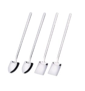 fruit dessert shovel spoons set 4pcs, 6.8 inch stainless steel mixed dinner teaspoon spoons for dessert coffee tea ice cream fruit cake for home kitchen restaurant