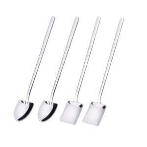 Fruit Dessert Shovel Spoons Set 4PCS, 6.8 inch Stainless Steel Mixed Dinner Teaspoon Spoons for Dessert Coffee Tea Ice Cream Fruit Cake for Home Kitchen Restaurant