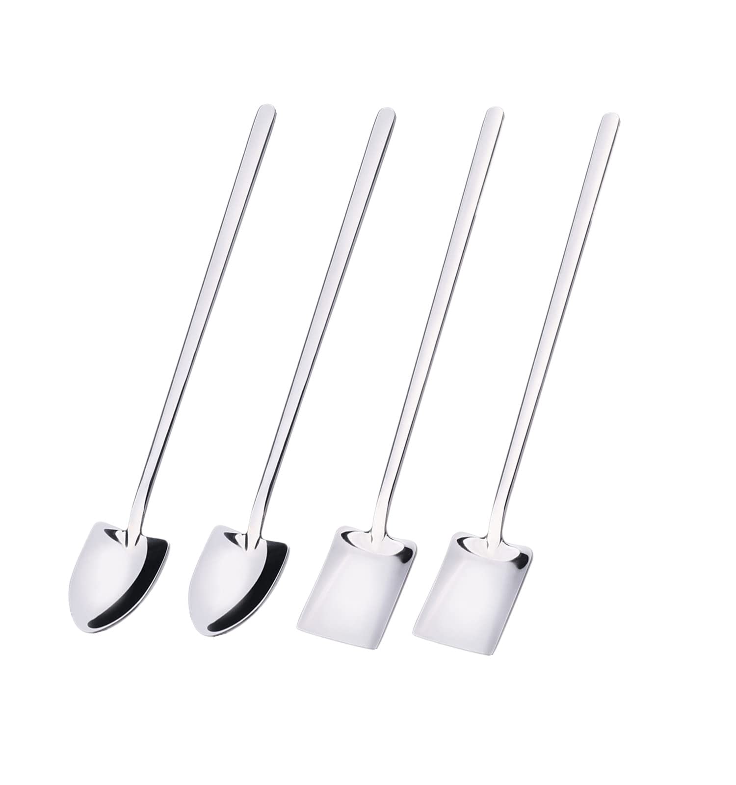 Fruit Dessert Shovel Spoons Set 4PCS, 6.8 inch Stainless Steel Mixed Dinner Teaspoon Spoons for Dessert Coffee Tea Ice Cream Fruit Cake for Home Kitchen Restaurant