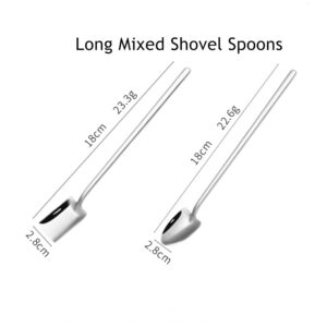 Fruit Dessert Shovel Spoons Set 4PCS, 6.8 inch Stainless Steel Mixed Dinner Teaspoon Spoons for Dessert Coffee Tea Ice Cream Fruit Cake for Home Kitchen Restaurant