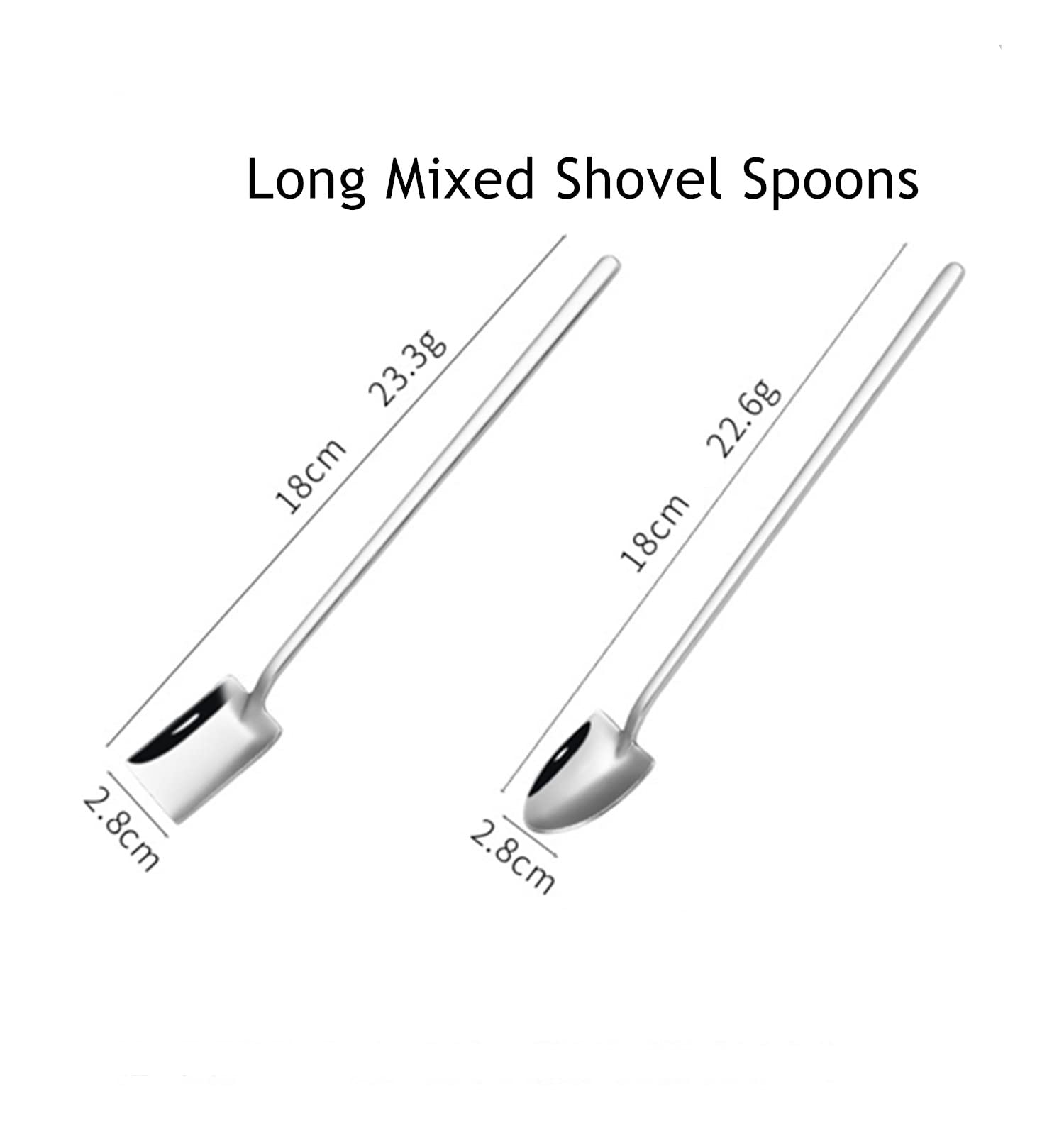 Fruit Dessert Shovel Spoons Set 4PCS, 6.8 inch Stainless Steel Mixed Dinner Teaspoon Spoons for Dessert Coffee Tea Ice Cream Fruit Cake for Home Kitchen Restaurant