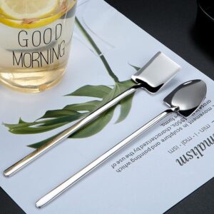 Fruit Dessert Shovel Spoons Set 4PCS, 6.8 inch Stainless Steel Mixed Dinner Teaspoon Spoons for Dessert Coffee Tea Ice Cream Fruit Cake for Home Kitchen Restaurant