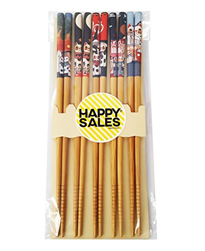 Happy Sales Fortune Cat Maneki Neko Wood Chopsticks Natural #7148