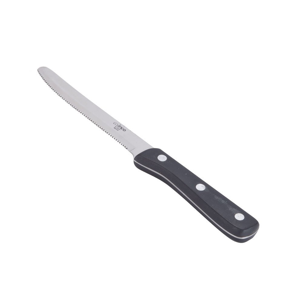 Winco K-80P Jumbo 5" Blade Round Tip Steak Knife - Dozen