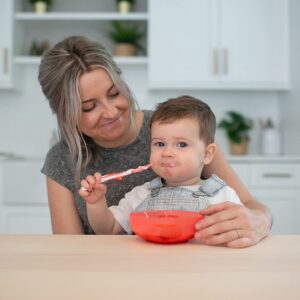 Dr. Brown’s Designed to Nourish Soft-Grip Spoon and Fork Set, Coral and Scoop-A-Bowl, Baby and Toddler Food and Cereal Bowl, BPA Free - 2-Pack