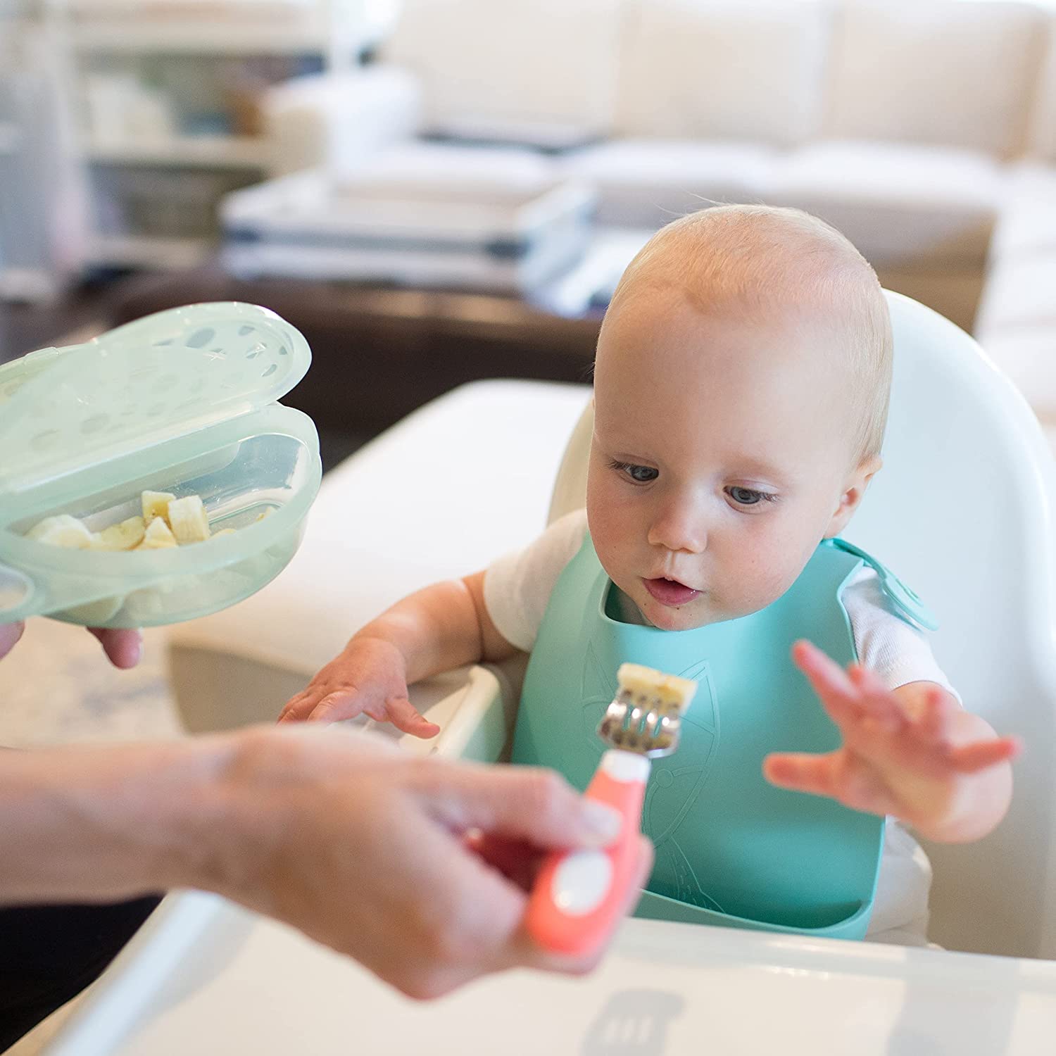 Dr. Brown’s Designed to Nourish Soft-Grip Spoon and Fork Set, Coral and Scoop-A-Bowl, Baby and Toddler Food and Cereal Bowl, BPA Free - 2-Pack