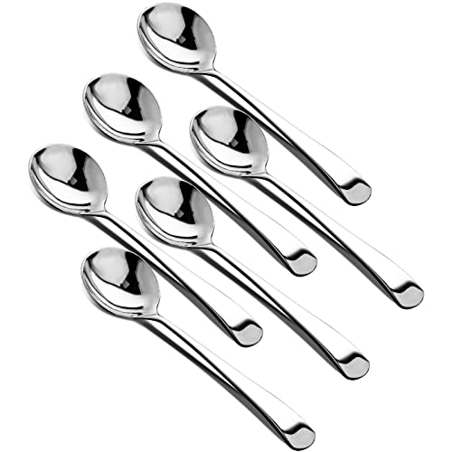 HEAOFEI Stainless Steel Dinner Spoons Set of 6,304 Stainless Steel Silverware Table Spoons, Mirror Polished Tablespoon,Use for Home, Kitchen or Restaurant Dishwasher Safe 6 PCS -Silver 6.3 Inches