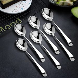 HEAOFEI Stainless Steel Dinner Spoons Set of 6,304 Stainless Steel Silverware Table Spoons, Mirror Polished Tablespoon,Use for Home, Kitchen or Restaurant Dishwasher Safe 6 PCS -Silver 6.3 Inches