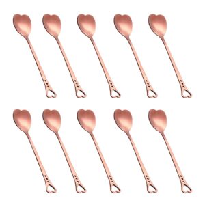 aa mini heart shaped coffee spoon stainless steel teaspoon stirring spoon for tea espresso appetizers dessert drink cocktail ice cream jam milkshake tableware 10 pcs rose gold