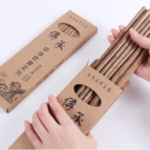 10 Pairs Chinese Ebony Wenge Wood Organic Chopsticks Set - Reusable Natural"Ji Chi Mu" - For Daily Use, Hotpot, Sushi Dinner, Wedding Dinner, Picnic, and Restaurants, etc.