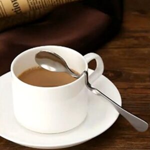 10PCS Stainless Steel Honey Milk Coffee Mixing Spoons Teaspoon with Curved Handle - 7 Inch Long