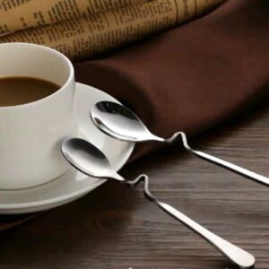 10PCS Stainless Steel Honey Milk Coffee Mixing Spoons Teaspoon with Curved Handle - 7 Inch Long