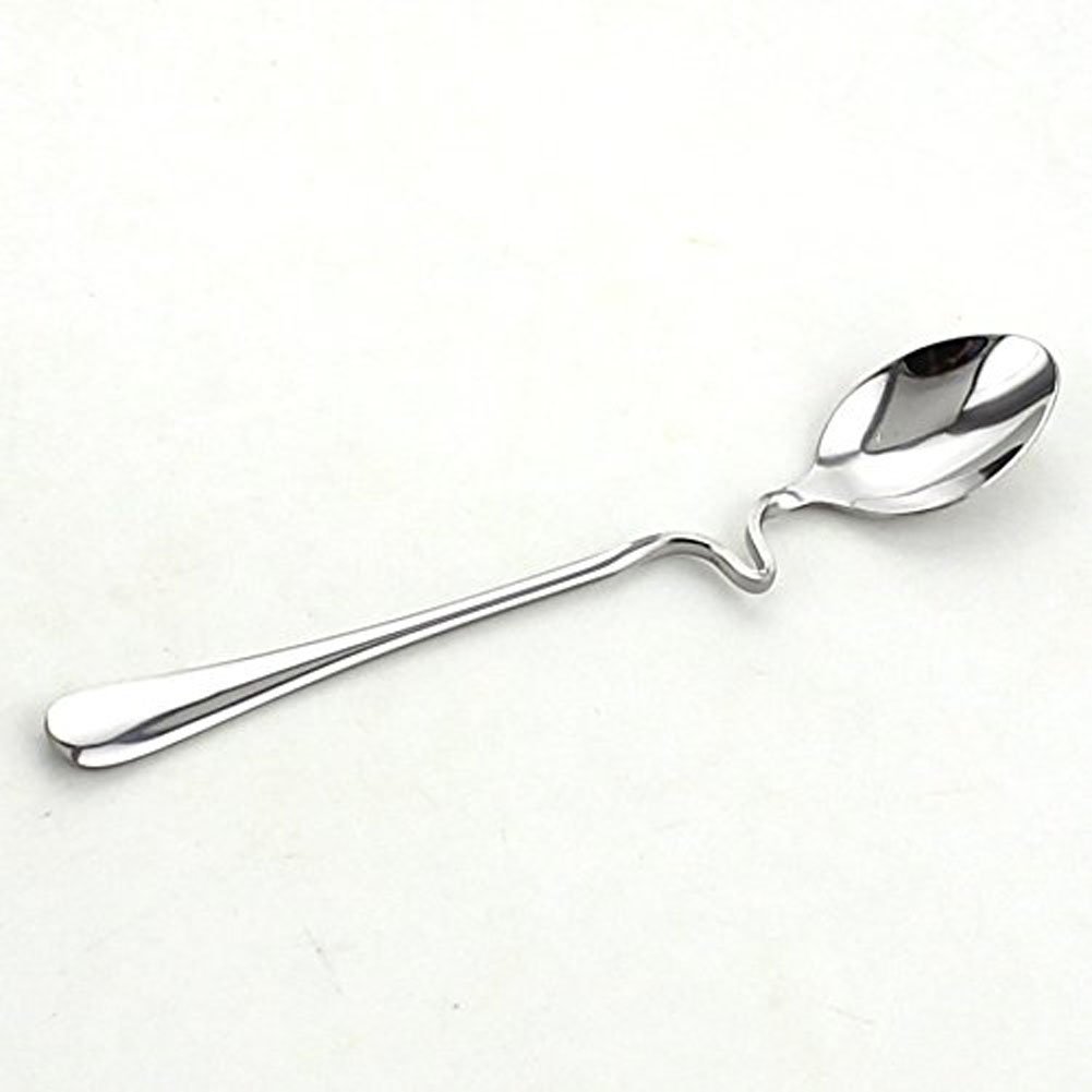 10PCS Stainless Steel Honey Milk Coffee Mixing Spoons Teaspoon with Curved Handle - 7 Inch Long