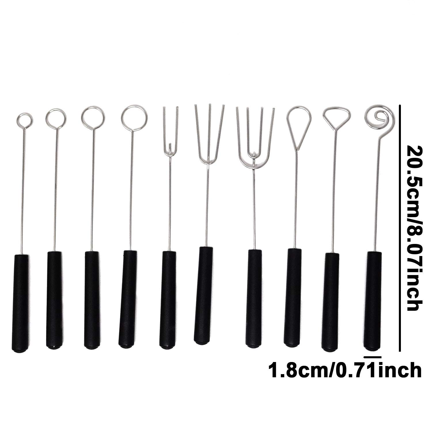 Honbay 10PCS Stainless Steel Chocolate Candy Dipping Forks Fondue Forks for Baking