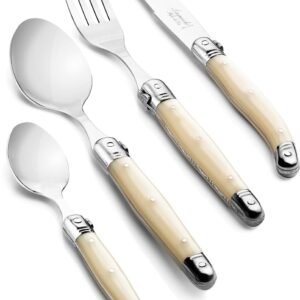 Laguiole Style de Vie flatware, cutlery set, Premium Line, 24 pieces, mother of pearl color